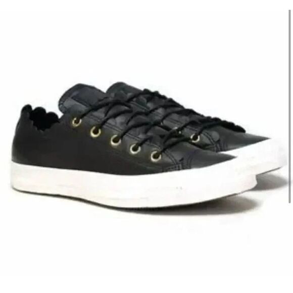 Converse | Shoes | Converse Chuck Taylor Leather Blackgold Scallop Lace ...